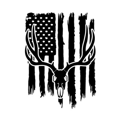 Distressed American Flag Mule Deer Skull Hunter Antler Decal Sticker #2 ...