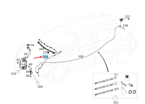 NEW MB GLA X156 WINDSHIELD WASHER HOSE LINE WITH NOZZLE RHD A1768601292 ...