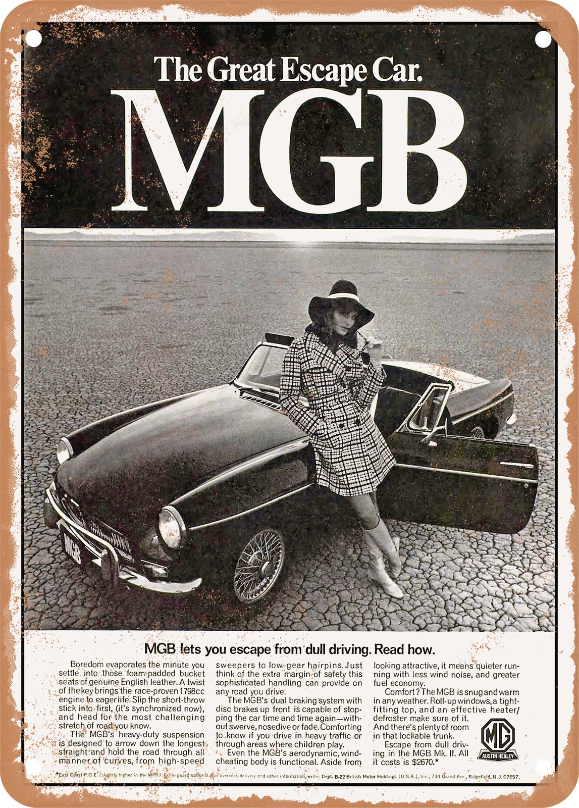 METAL SIGN - 1968 MG MGB the Great Escape Car Vintage Ad | eBay