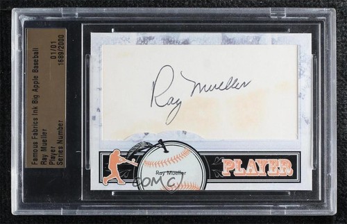 2014 Famous Fabrics Ink Big Apple Baseball Player 1/1 Ray Mueller Auto ...