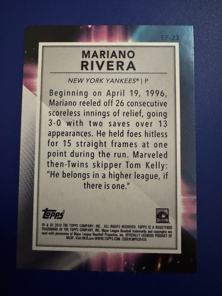 2019 Topps Fire En Fuego Gold Minted Mariano Rivera #EF-23 HOF | eBay