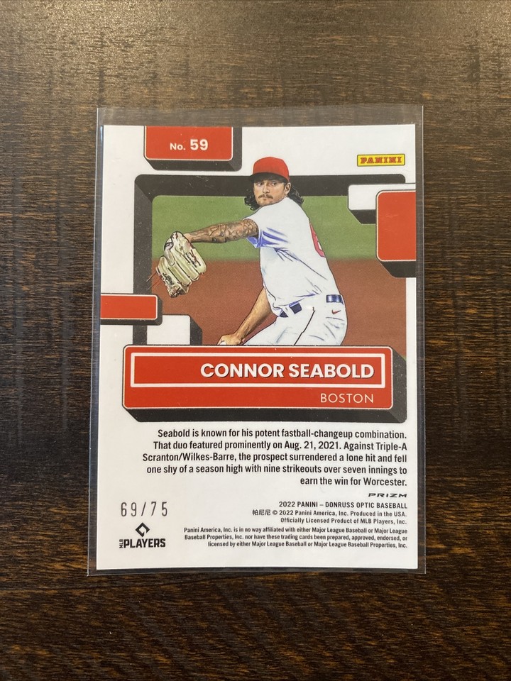 2022 Donruss Optic Baseball #59 Connor Seabold Rated Rookie Blue SP /75 ...
