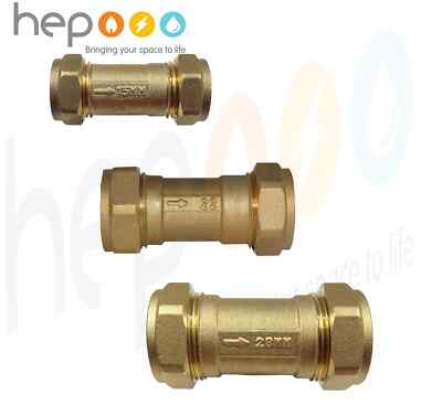 Brass Single Check Valve - 15mm, 22mm, 28mm Compression non return ...