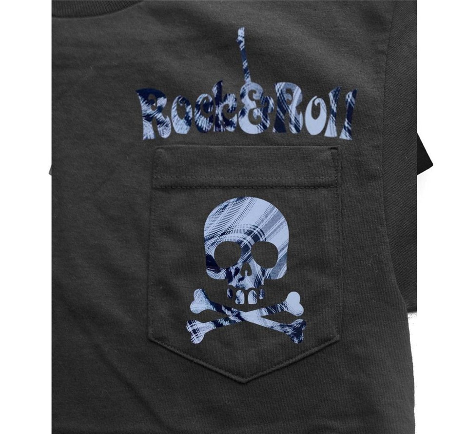 NEW MEN'S PRINTED SKULL POCKET T-Shirt MMA FUNNY ROCK & ROLL Tee BLACK ...