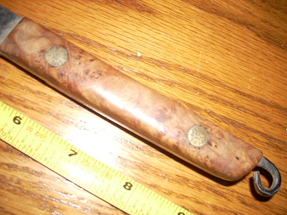 Vintage CALAWA Fixed Blade Knife Hunting Damaged Handle Fancy Rivets ...