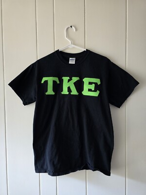 Tau Kappa Epsilon (TKE) T-Shirt Black/Green - Sewn/Stitched Letters ...