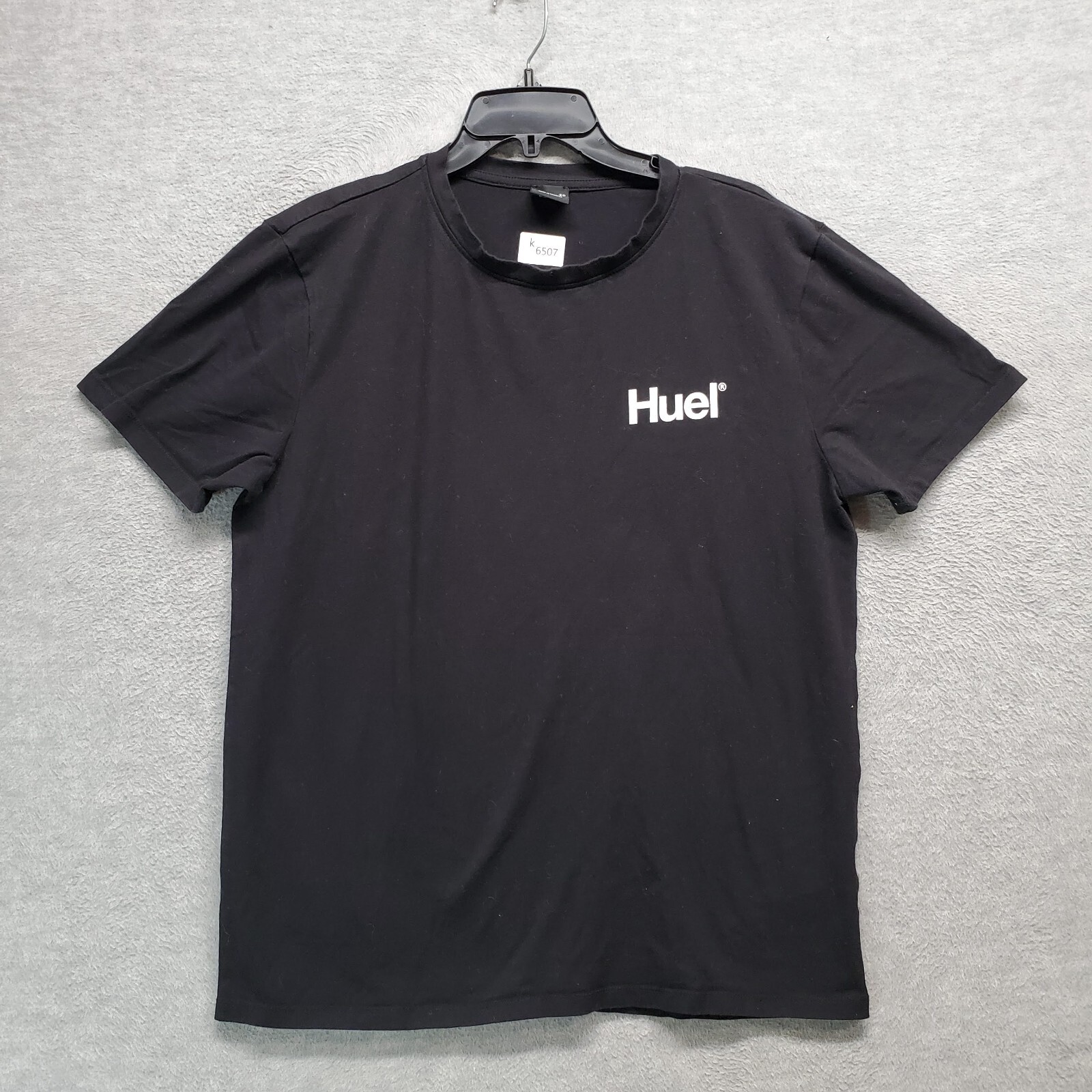 Huel Men T-Shirt XL Black Logo Graphic Short Sleeve Crew Neck Pullover ...