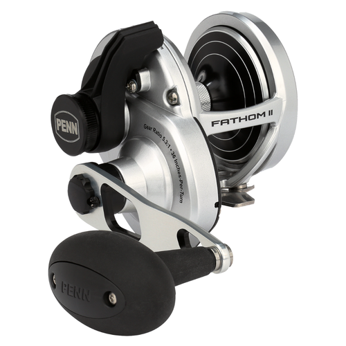 Penn Fathom II 40NLDHS Silver/Black Lever Drag Overhead Fishing Reel ...