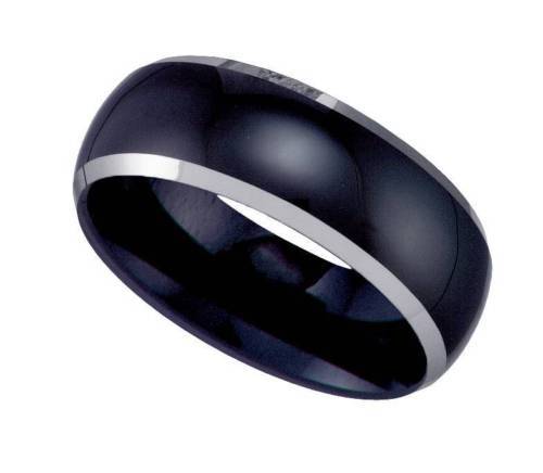 Geraud Tungsten Wedding Band Men's Domed Polished & Black Plated 8mm Sz ...