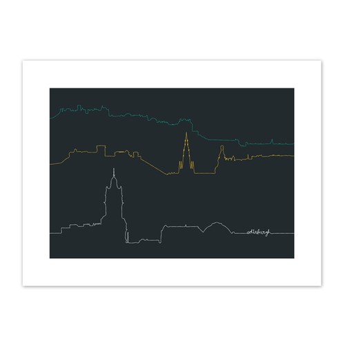 Edinburgh Scotland Cityscape Skyline Line Drawing Canvas Art Print | eBay