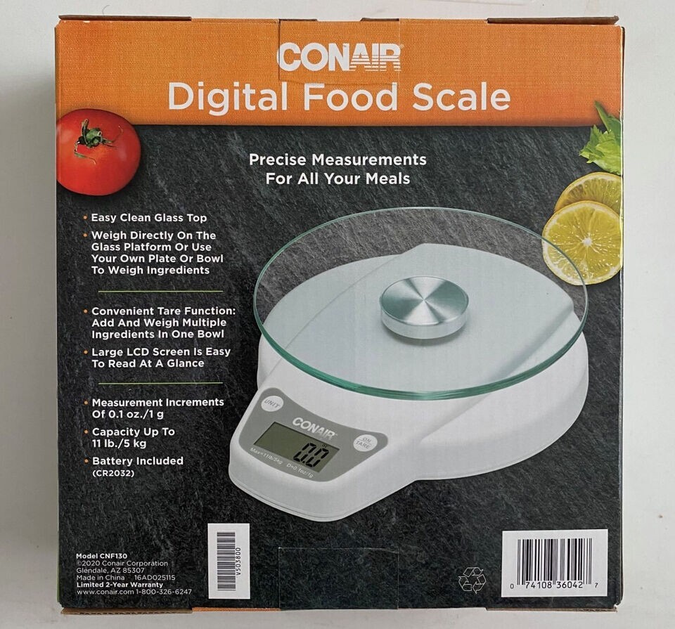 NEW CONAIR Glass Top DIGITAL FOOD SCALE CAPACITY UP TO 11 LBS Kitchen ...