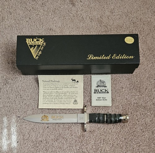 BUCK LE CUSTOM BUCK KNIFE 976 DAGGER 420 HC BLADE BUFFALO HORN HANDLE ...