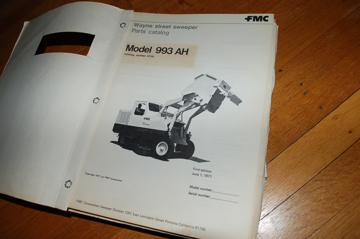 FMC MODEL 993 AH WAYNE STREET SWEEPER Spare Parts Manual book catalog ...
