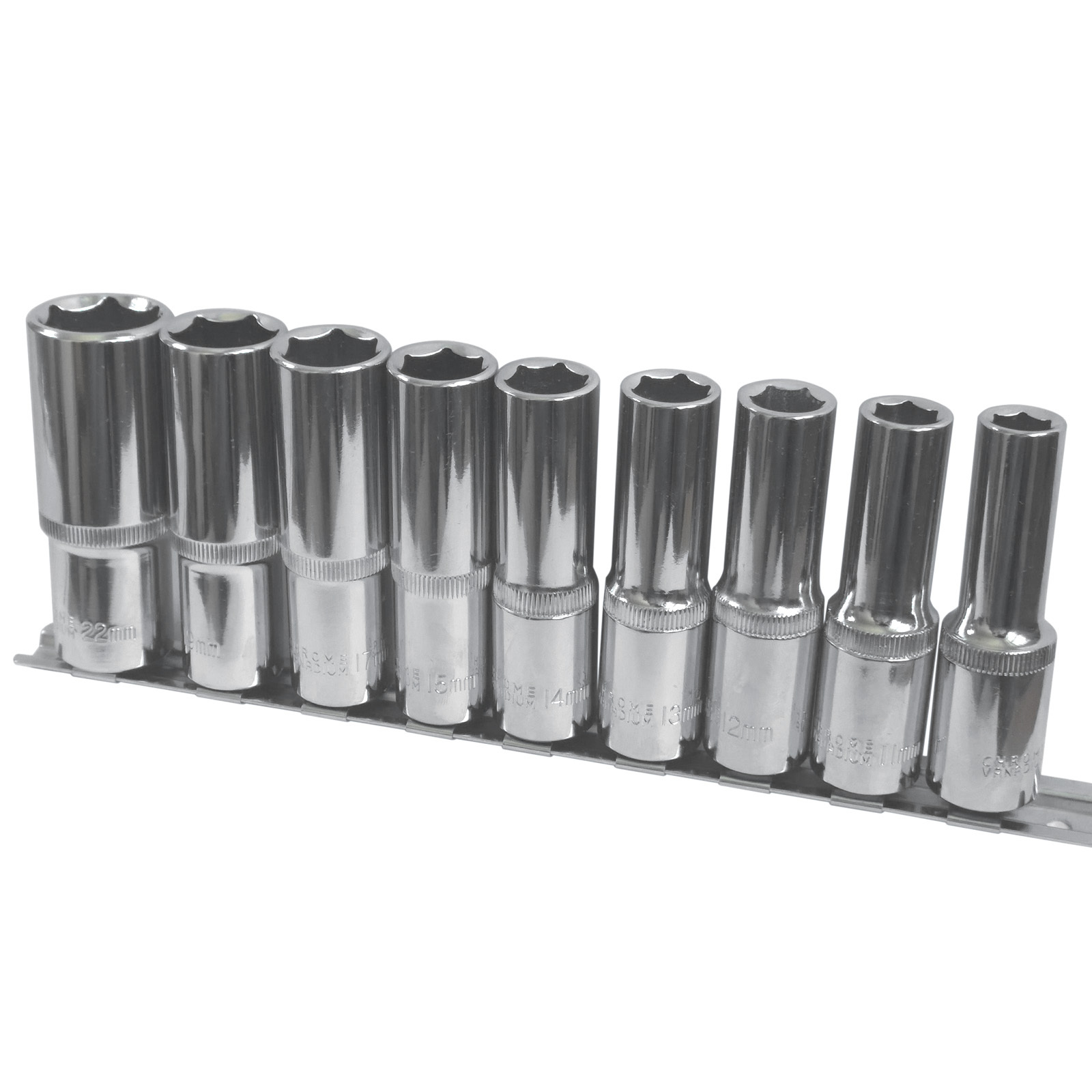 1/2" Drive Deep Sockets Long Reach Metric Sockets 10-22mm 9pc 6 Point ...