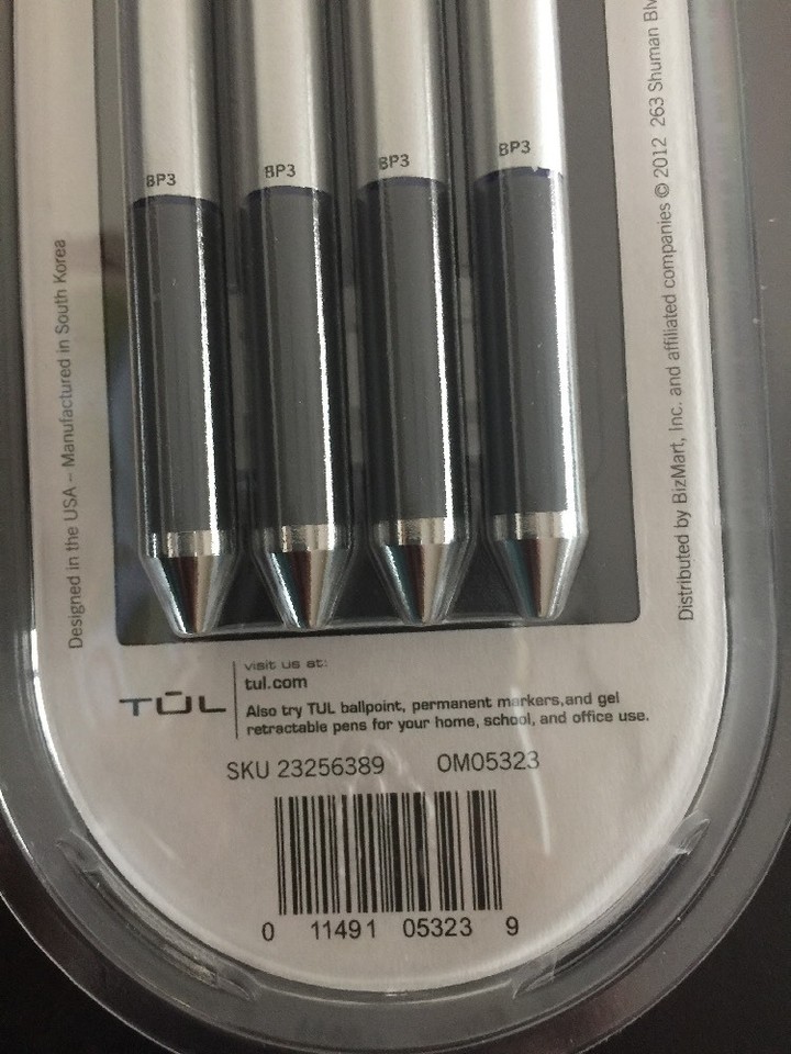 Ballpoint Pens TUL BP3 Ballpoint - 4 Pack, Retractable, Medium 1.0mm ...