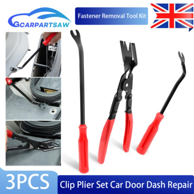 3Pcs Clip Pliers Set Fastener Removal Tool Kit Car Door Panel Dashboard ...