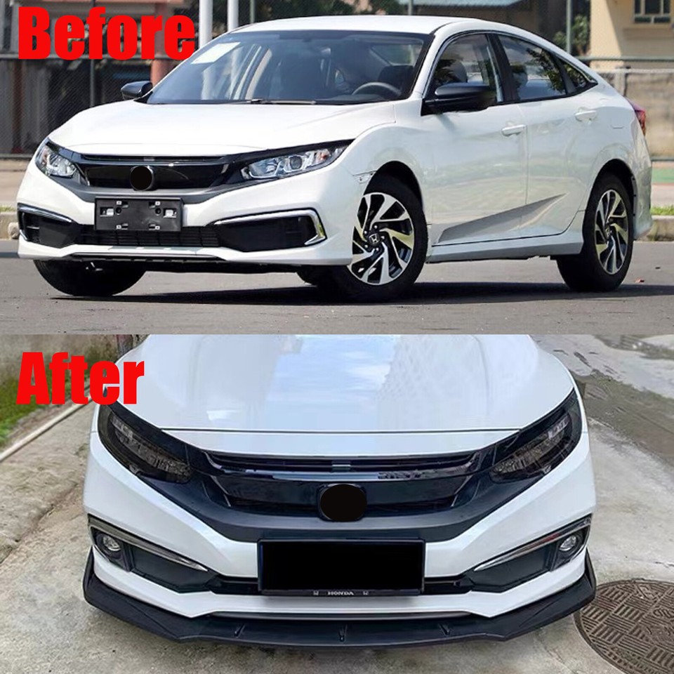 Gloss Black Front Bumper Lip Splitter Spoiler Body Kit For Honda Civic ...