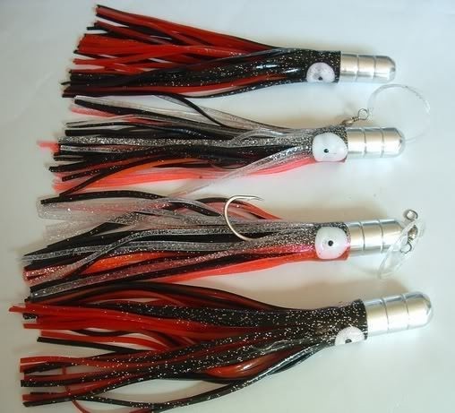 4 NEW Metalhead Smoker Fishing Trolling Lure Bait 8" big game Hooks 2 ...