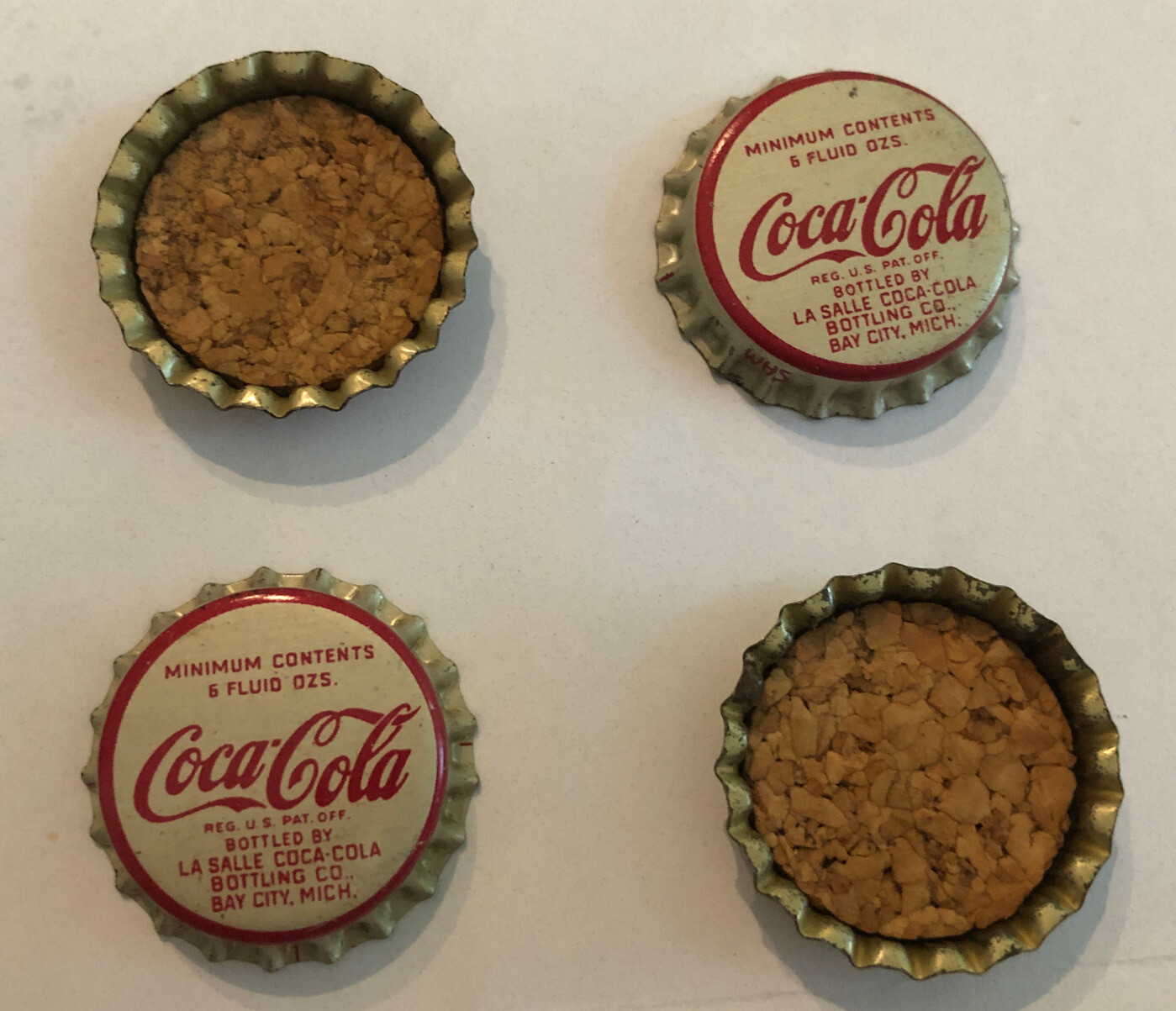 4- Coca Cola Cork Soda Pop 6 ounce Bottle Caps Bay City MI La Salle ...