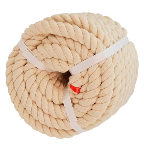 Twisted Cotton Rope (3/4 in x 100 ft) Natural Rope Thick Triple-Strand ...