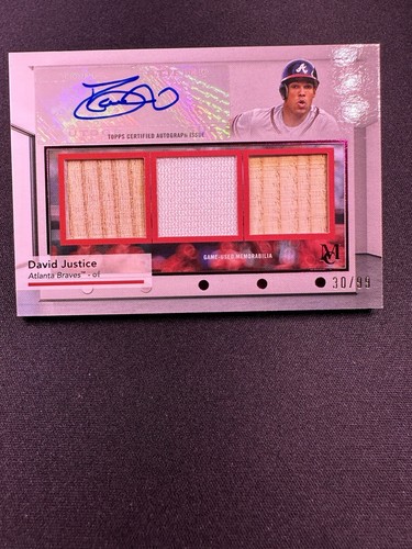 2024 Topps Museum Collection David Justice Triple Relic Auto Pink /99 ...