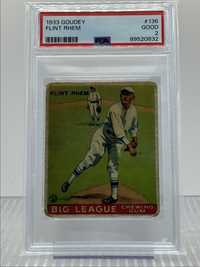 FLINT RHEM 1933 GOUDEY BIG LEAGUE MLB ROOKIE PHILLIES #136 RC PSA 2 ...