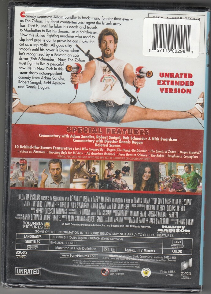 YOU DON'T MESS WITH THE ZOHAN (2008) Extended DVD Adam Sandler NEW ...