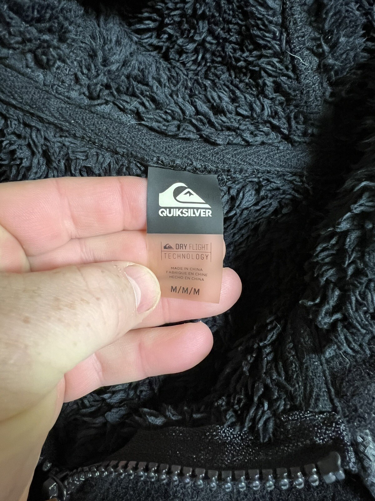 Mens Medium Quicksilver Black Sherpa Lined Zip Hooded Jacket Wool Blend ...