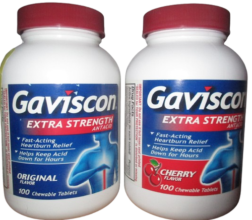 2X Gaviscon cherry extra strength fast acting heartburn relief chewable ...