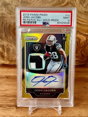 2019 Panini Prizm Josh Jacobs Gold /10 RPA RC Rookie Patch Auto #JJ PSA ...