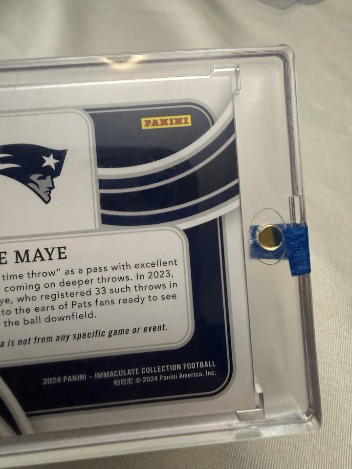 2024 Panini Immaculate Drake Maye Nike Glove Patch 3/15 RARE 1 of 1 # ...