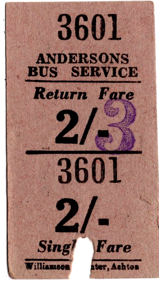 Bus ticket: Anderson's Bus Service - 2/- location uncertain {info ...