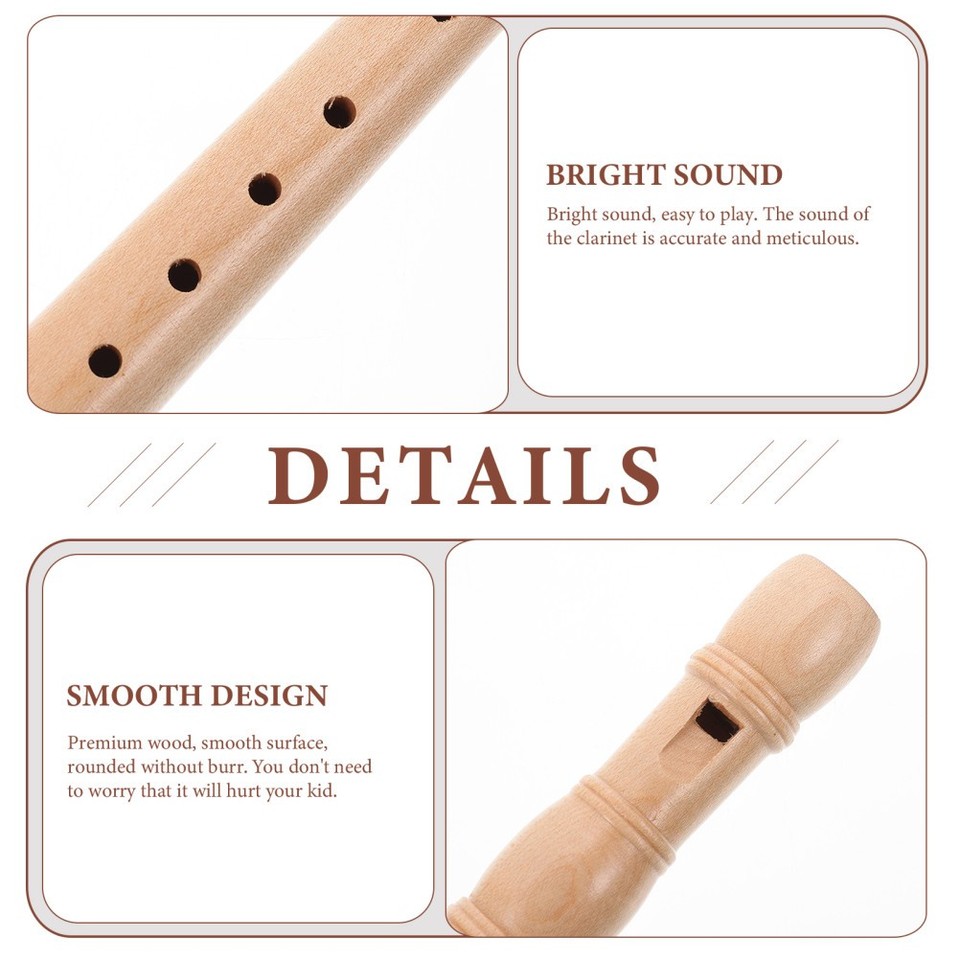Wooden 6 Hole Soprano Recorder Clarinet Children Musical Instrument ...