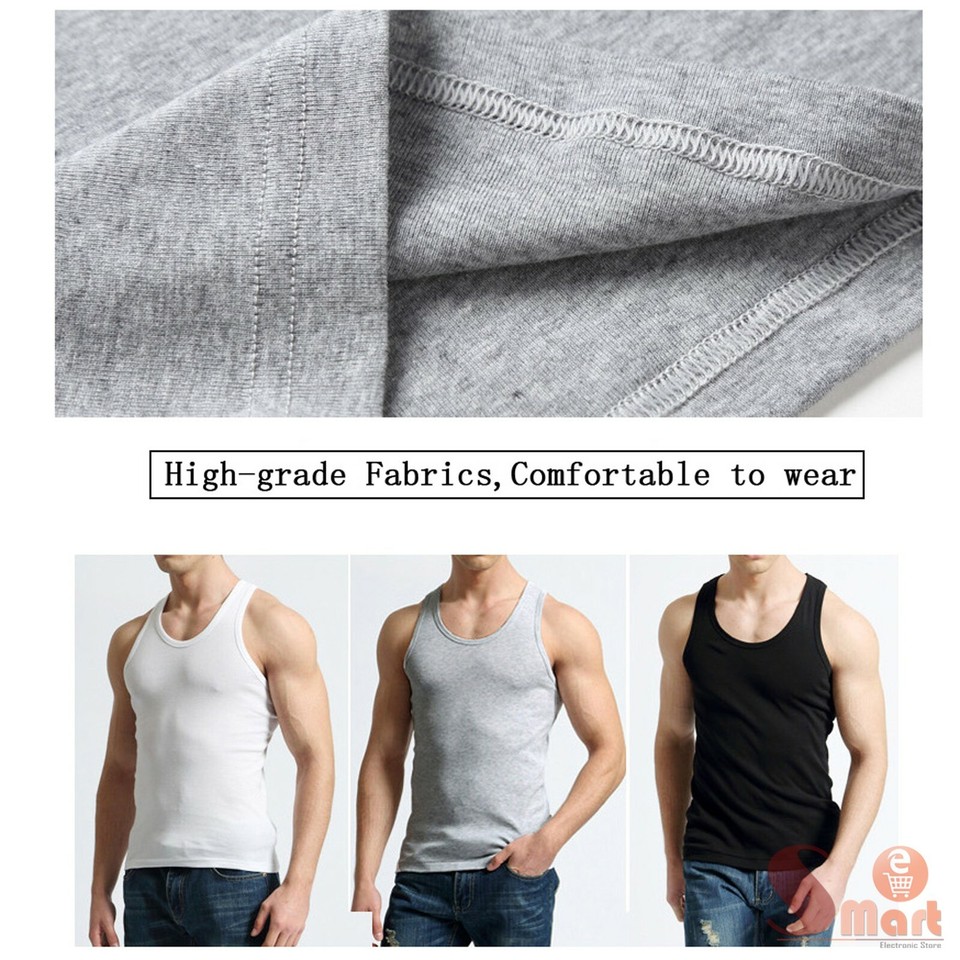 3 PC Mens 100% Cotton Tank Top A-Shirt Wife Beater Undershirt Workout ...