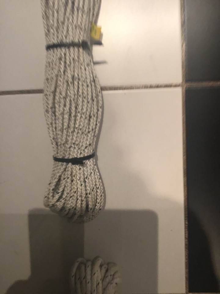rope plait pre stretch polyester size 4 mm length 23 metres white new ...