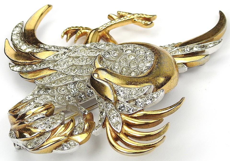 MB Boucher Gold and Pave Phoenix Bird Pin | eBay