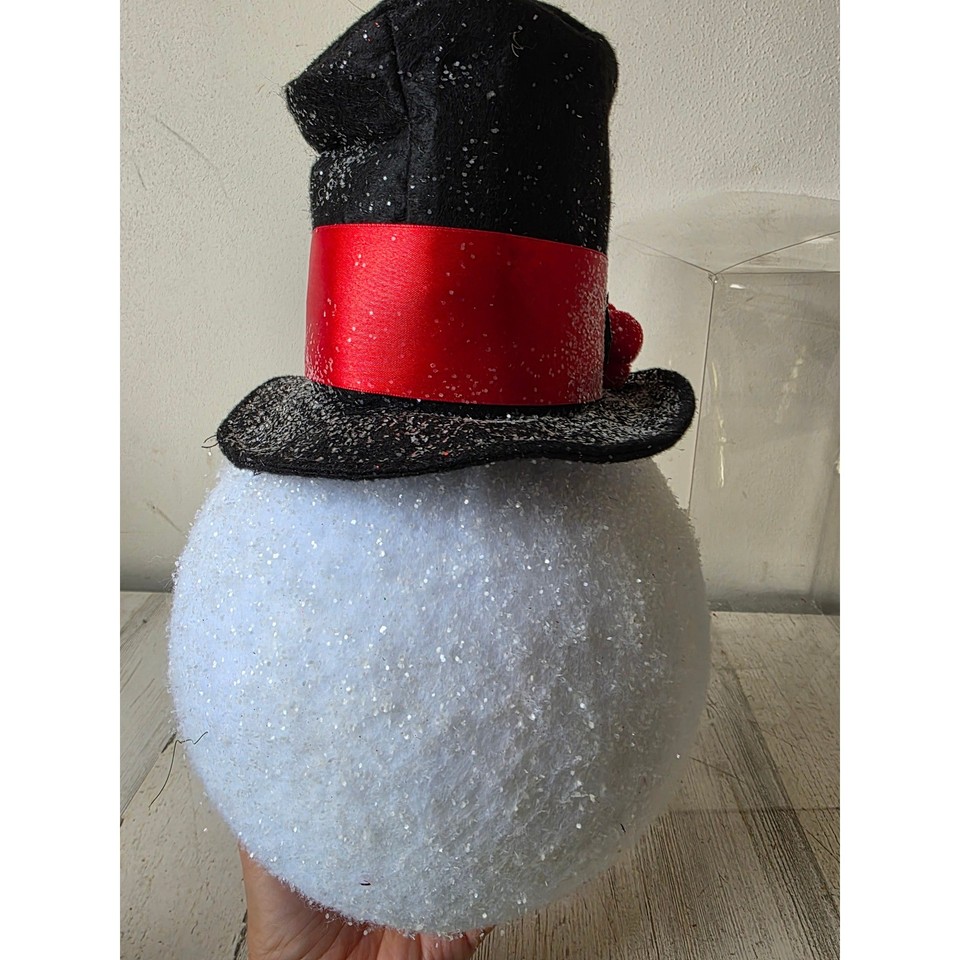 Enchanted Forest huge snowman hanging ornament glitter top hat red x ...