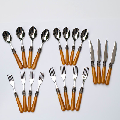 EME Inox Napoleon Carmel Pearl 18/10 Flatware Set 20 Pc Italy Stainless ...