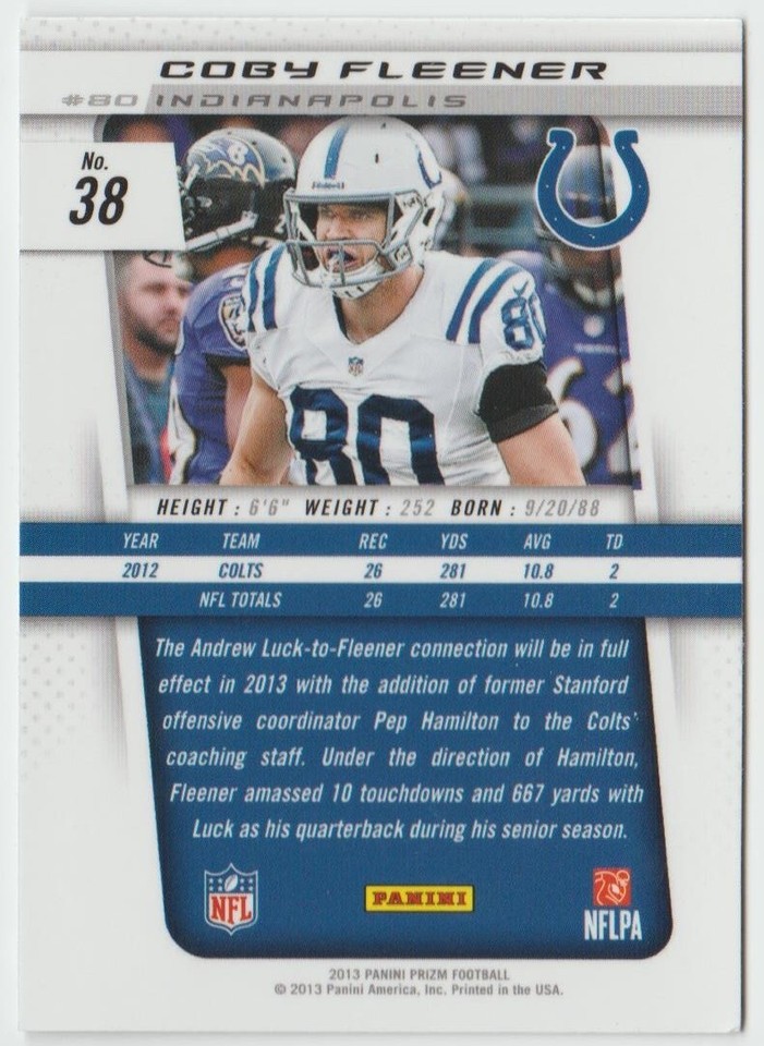 2013 Panini Prizm Football #38 Coby Fleener - Indianapolis Colts | eBay