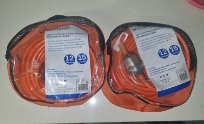 Mistral 15 AMP Extra Heavy Duty Caravan RV Extension Lead. Two 12 Meter ...