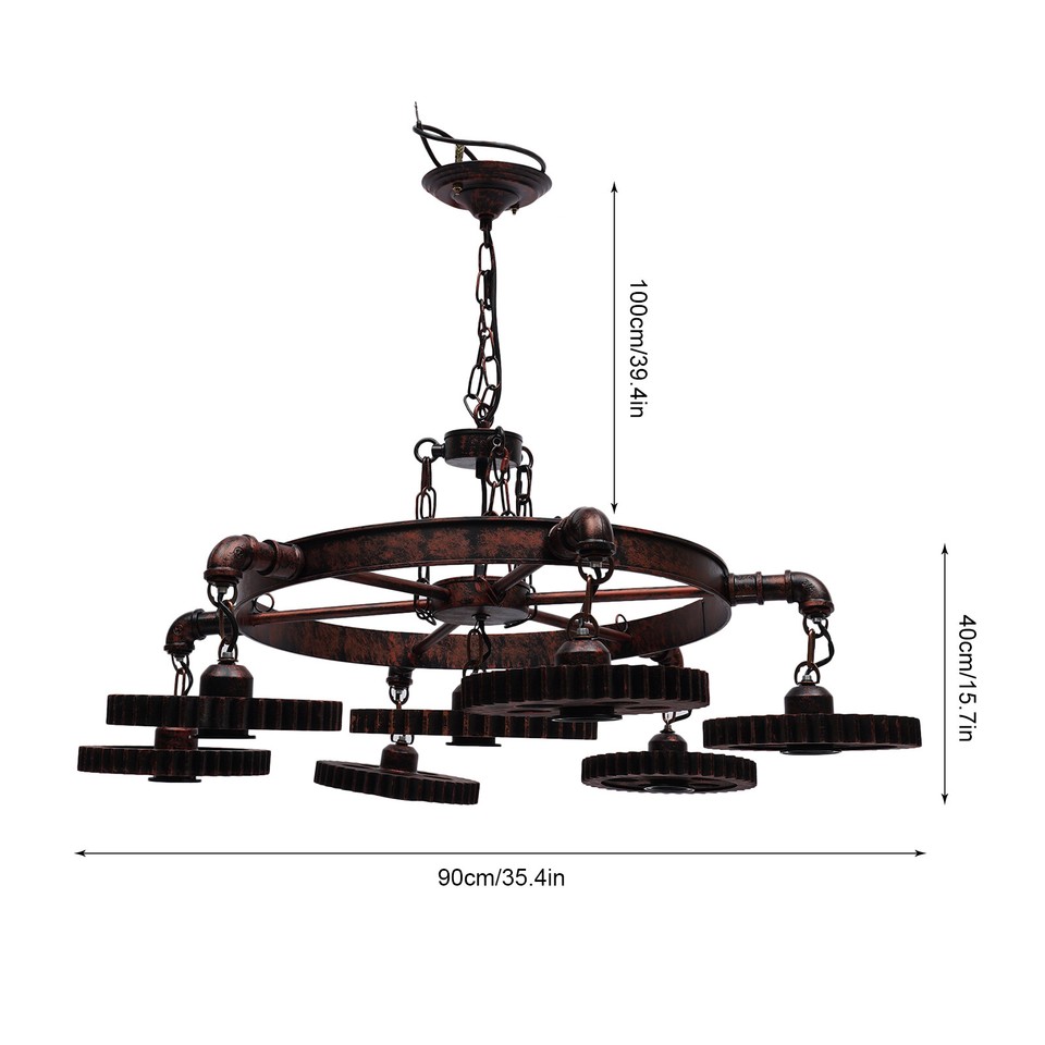 Antique E27 Hanging Iron Light Fixture Lamp 7-Heads Lights Steampunk ...