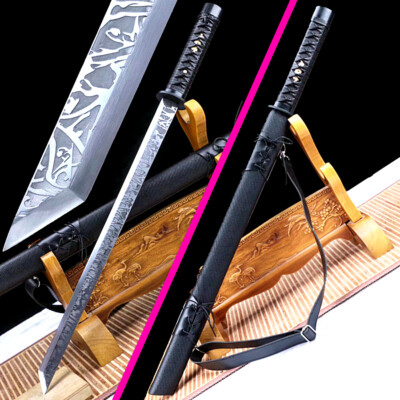 Leather Saya Japan Straight Knife Sharp Ninja Dao Sword Outdoor ...