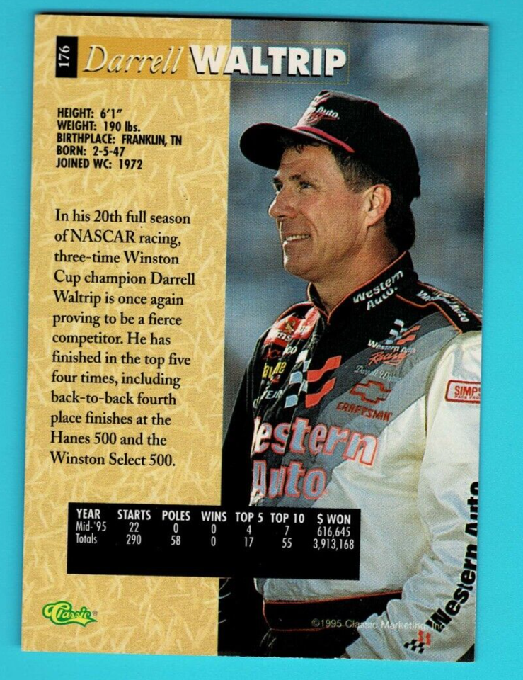 1995 Classic Five Sport #176 Darrell Waltrip DARWAL, Inc. | eBay