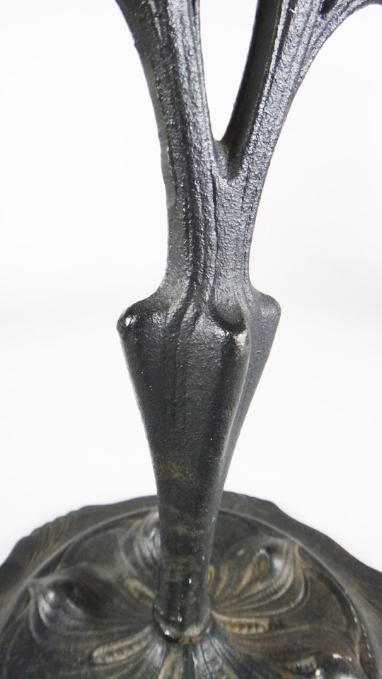 Art Nouveau candle holder opera cast iron Victorian black 2 stick lady ...