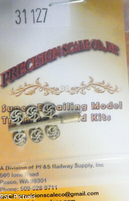 Precision Scale HO #31127 Brake Wheels, 6-Spoke, 12" to HO Scale (Brass ...