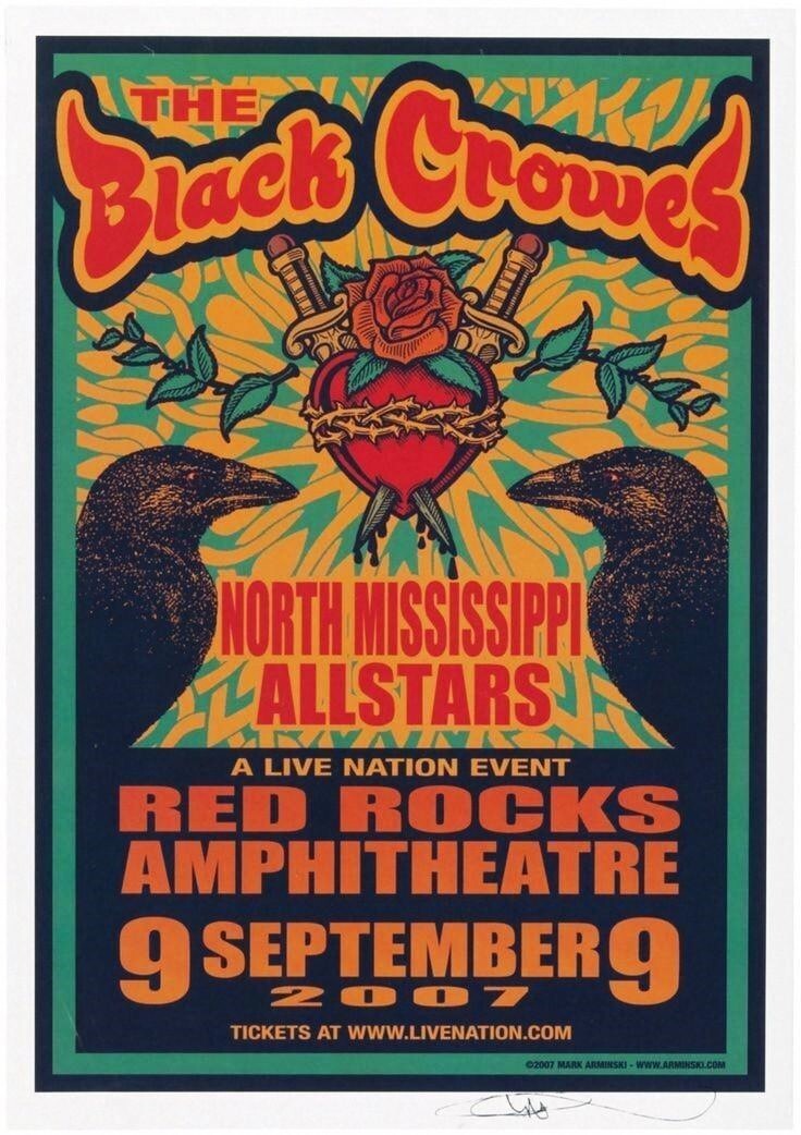 2007 THE BLACK CROWES CONCERT POSTER WALL ART PRINT OVERALL SIZE 11X7 ...