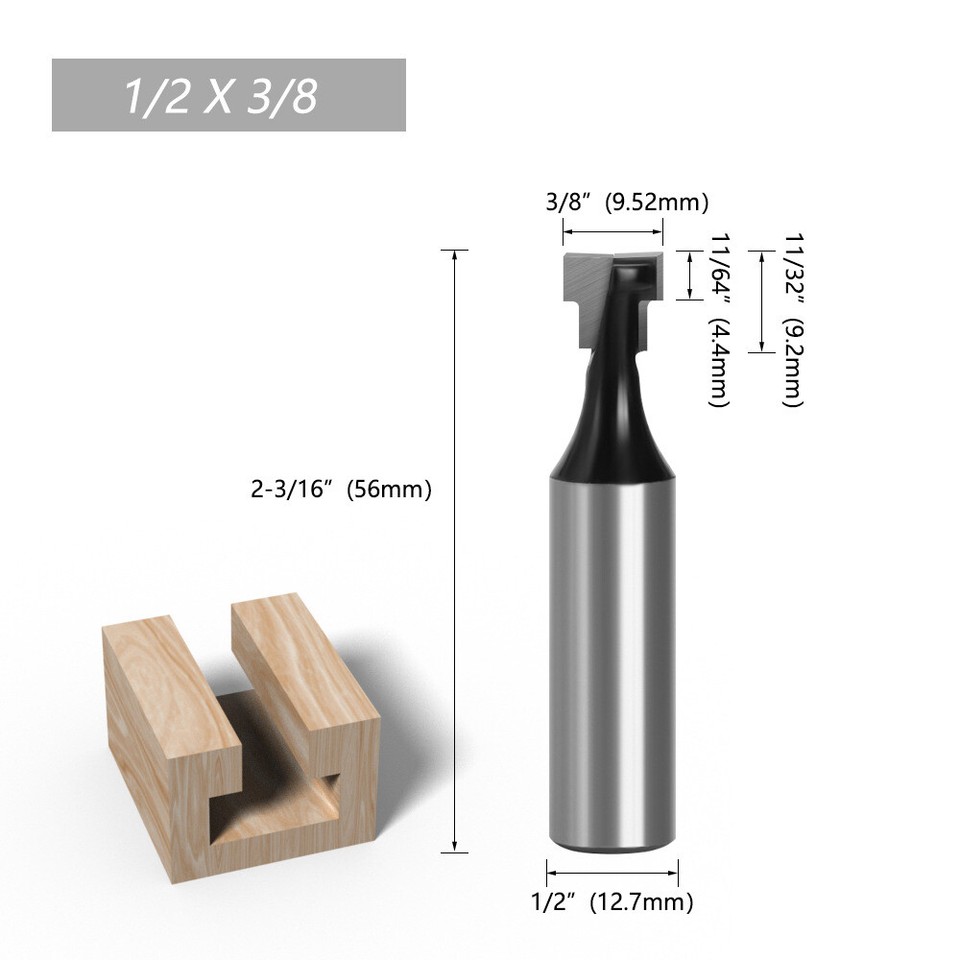 3PCS Set Keyhole Router Bit Slot-Wall T-Slot HEX Bolt BLACK 1/2 12mm ...