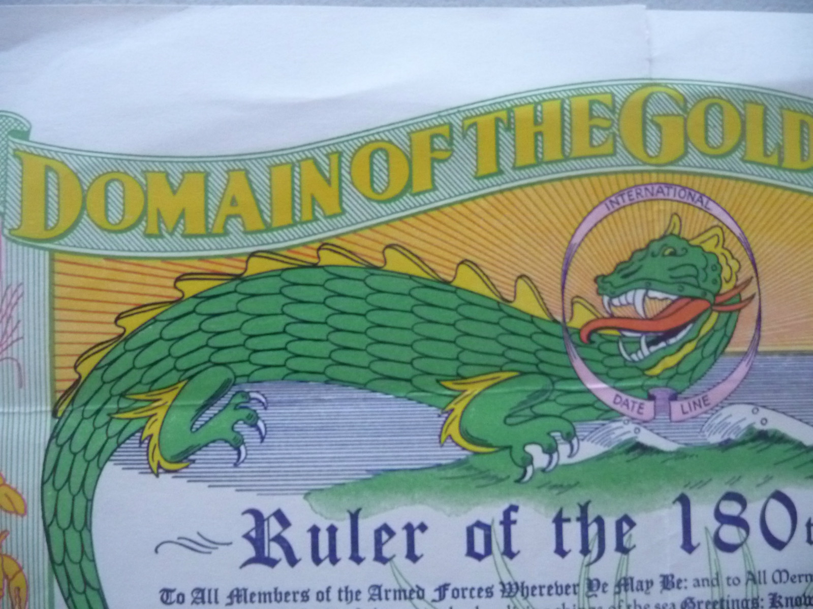 DOMAIN OF THE GOLDEN DRAGON 180TH MERIDIAN US NAVY MILITARY SEA ...
