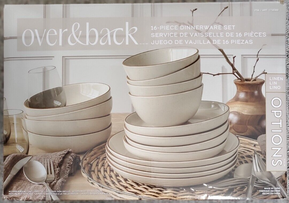 over&back Options 16-piece Dinnerware Set - Linen | eBay