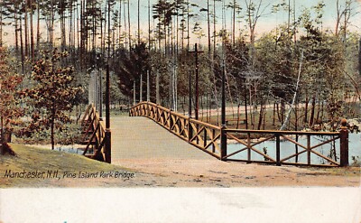Manchester NH New Hampshire Pine Island Park Bridge Downtown UDB Vtg ...